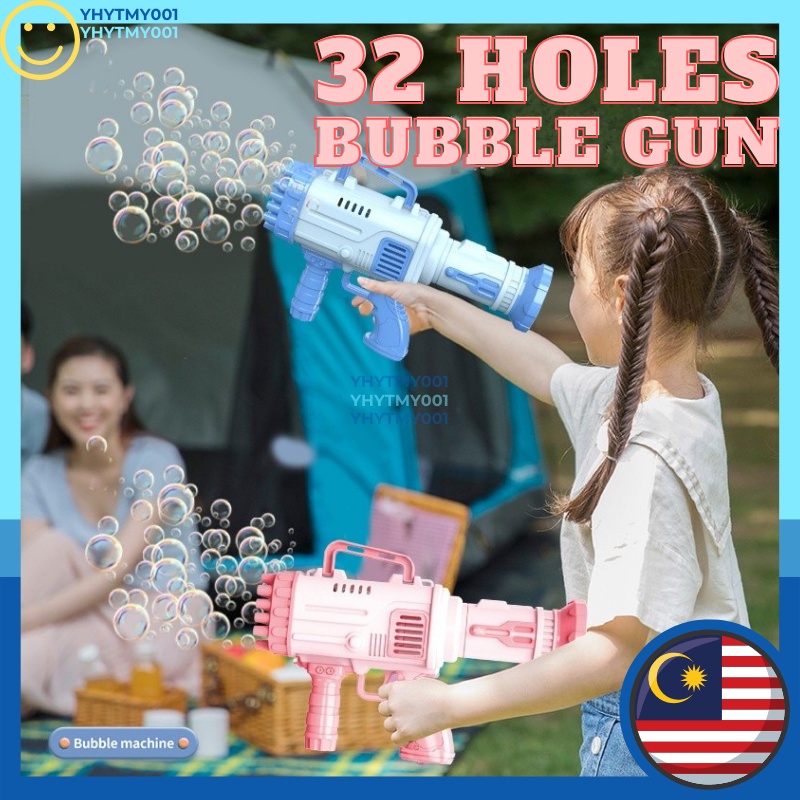 FREE BUBBLE!! 32HOLES Bazooka LED LIGHTS Bubble Gun Boys Children ...