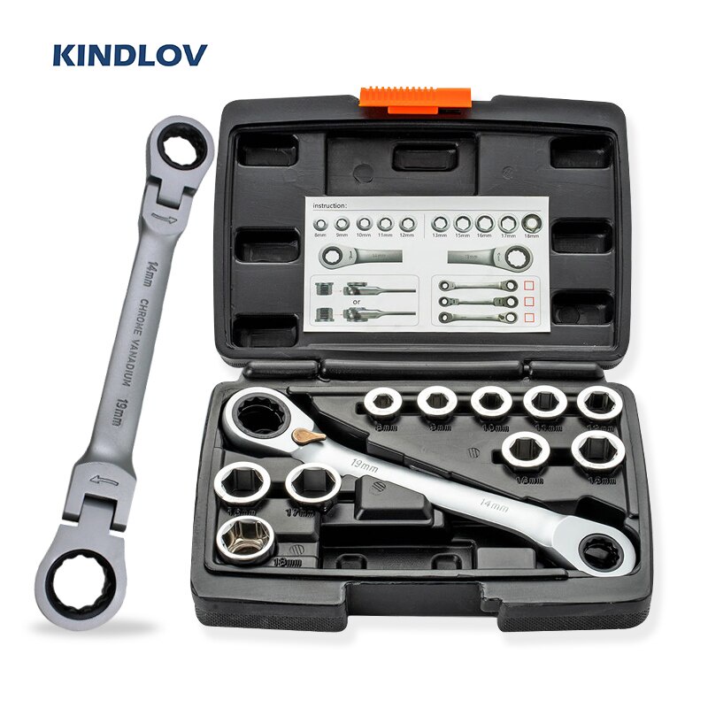 28 In 1 Double Head Mechanic Universal Socket Set Wrench Tool Ratchet ...