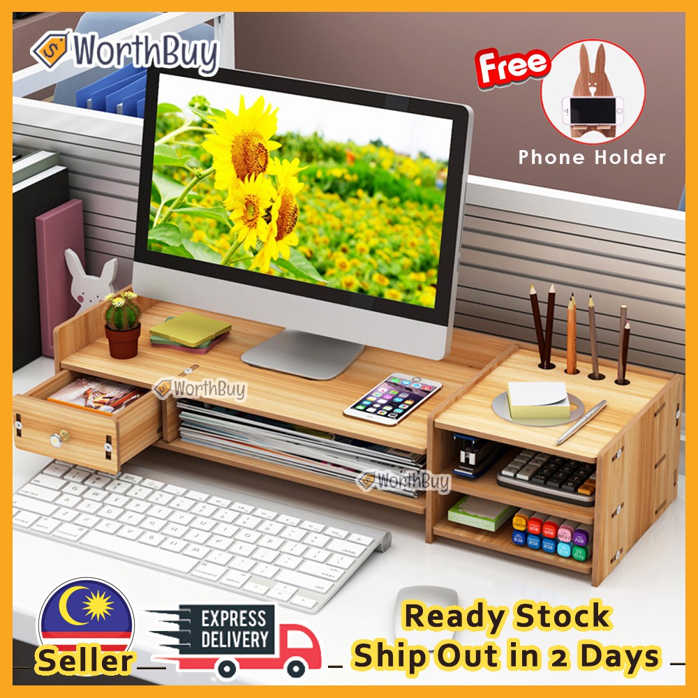 Worthbuy Multifunction Computer Monitor Screen Desktop Stand Stationery ...