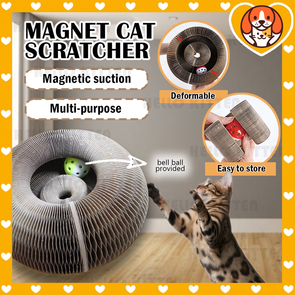 HK Magnet Viral Magic Organ Cat Scratcher Board Spinning Ball Toy Bell Scratch Mainan Papan ...