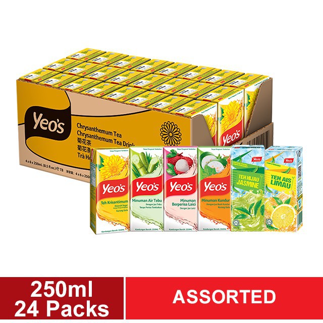 YEO'S Asian Drink Tetra Box Assorted 1 Carton (24 x 250ml) | Shopee ...