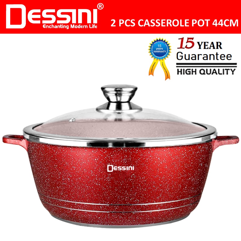 DESSINI ITALY Granite Die Cast Aluminium Non Stick Casserole Pot Bowl ...