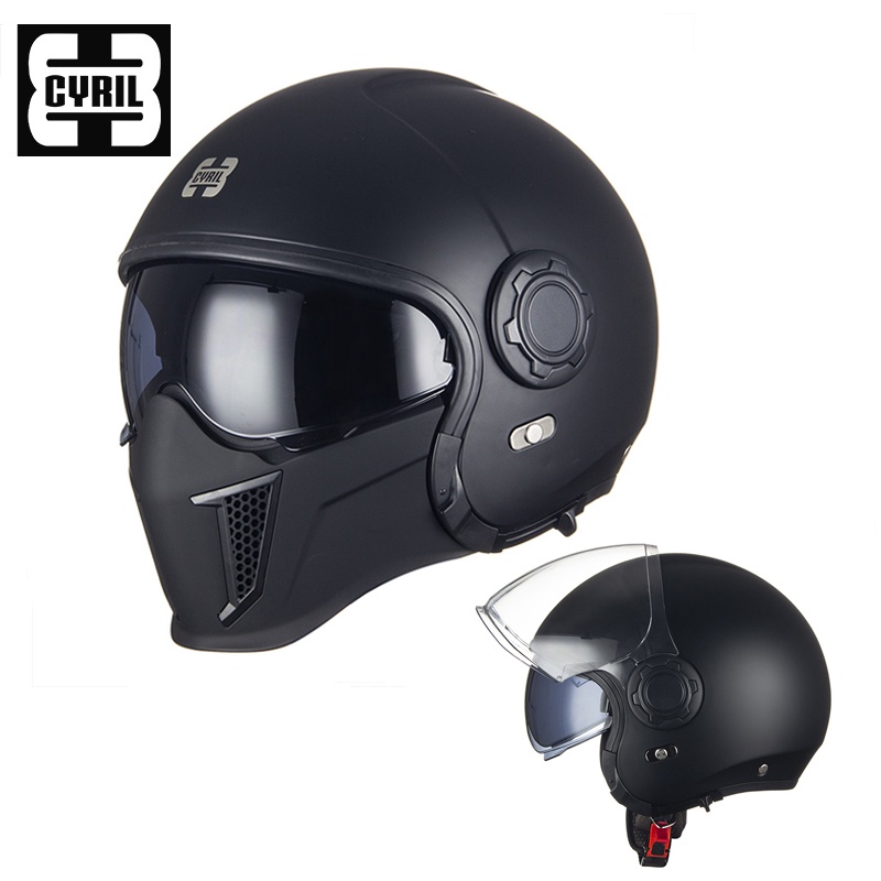 CYRIL Siro retro helmet Black Warrior combination helmet men and women ...