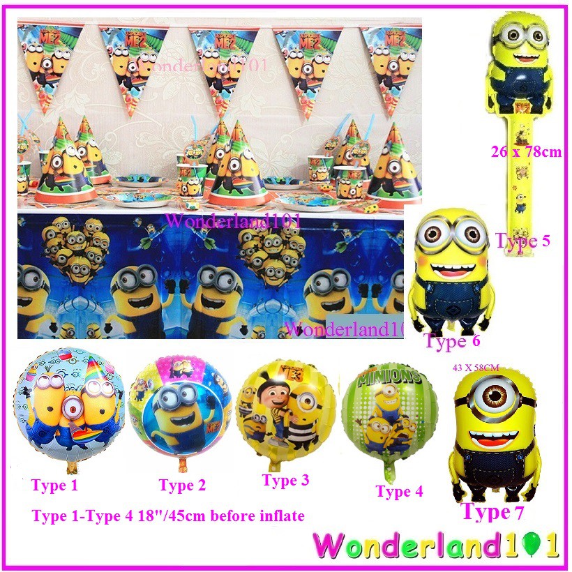 Minions Balloons/Birthday Party Pennant/Table Cover | Shopee Malaysia