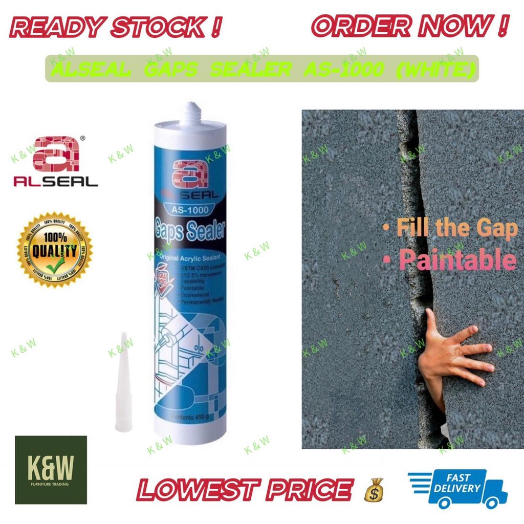 READY STOCK!!! ALSEAL AS-1000 WHITE GAPS SEALER ACRYLIC WHITE (450g ...
