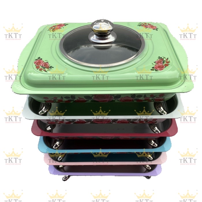 TKTT 35x27 Curve Cut Colourful Stainless Steel Embossed Buffet Food Pan ...