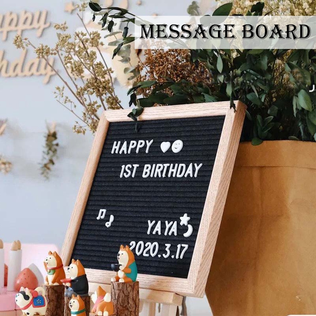 DIY Felt Letter Board Wooden Frame Changeable Symbols Numbers Message ...
