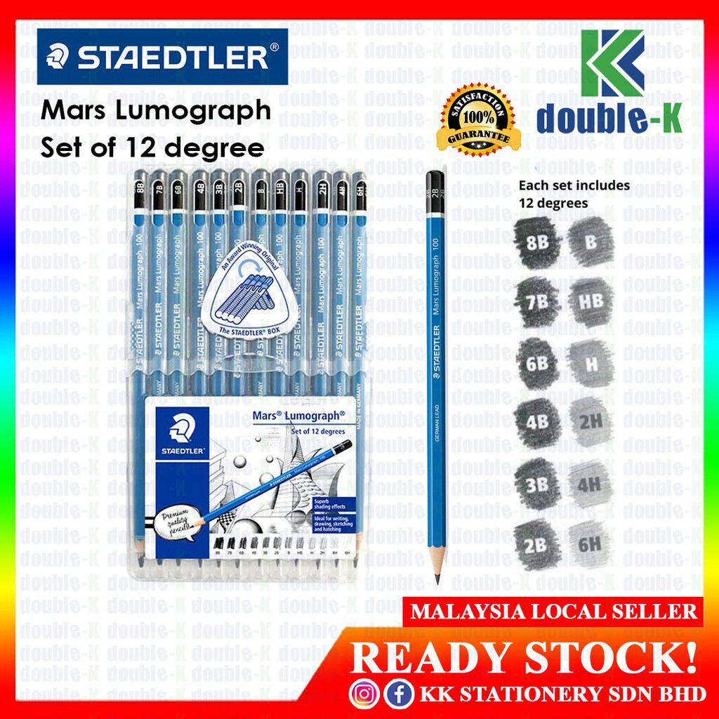 STAEDTLER Mars Lumograph Drawing Pencil Set 12 degrees RM25.70/each | Shopee Malaysia