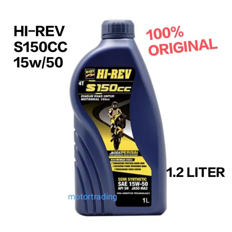 [ 1.2 Litre ] 10W40 RS150 100% Original HIREV HI-REV 4T S150CC S150 ...