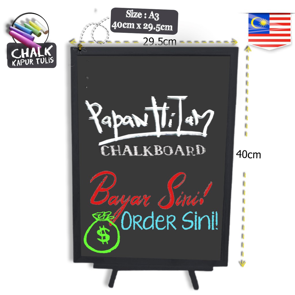 A3 (40cm*29.5cm) Blackboard Chalkboard Papan Hitam Stationery Work ...