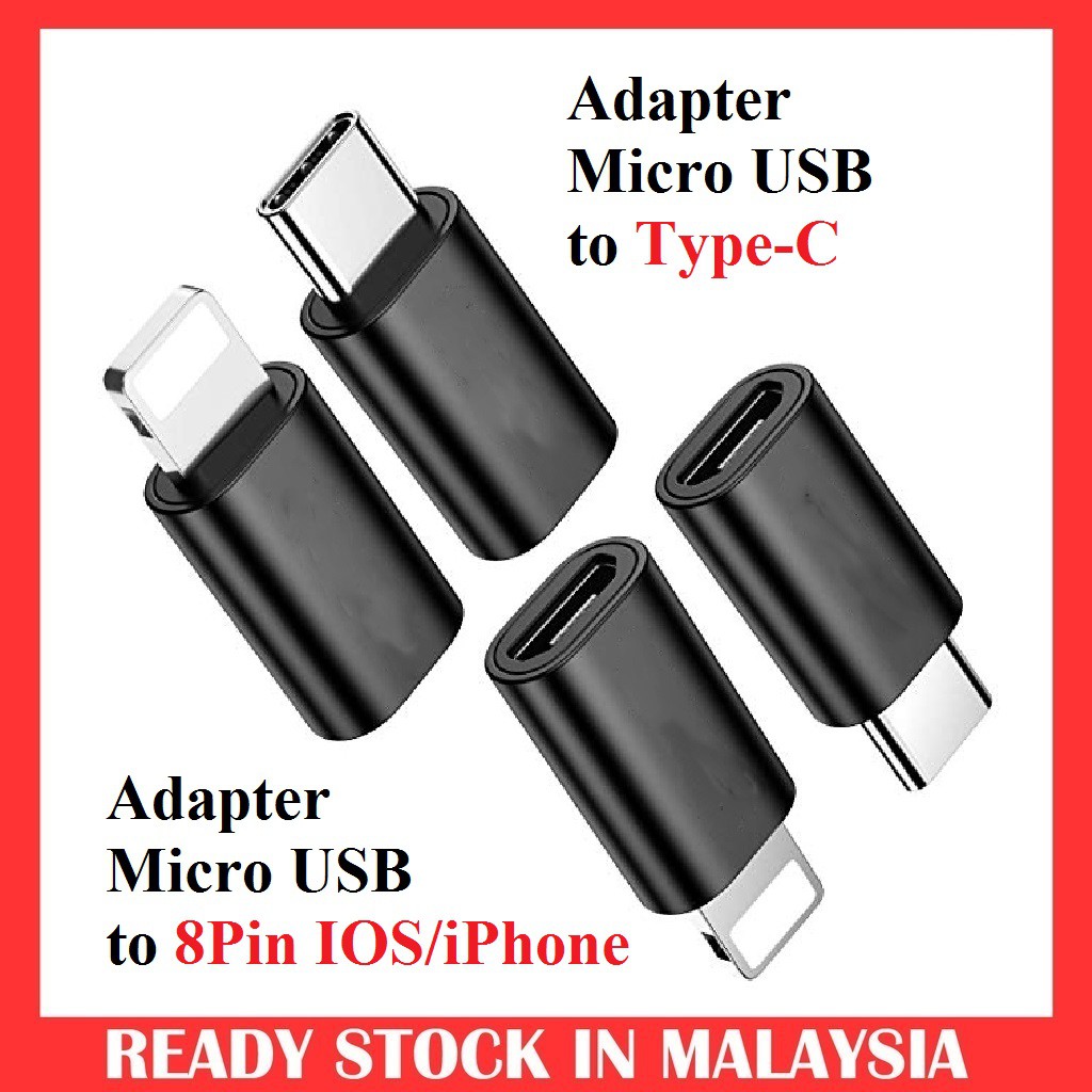 Micro USB to IOS/Type-C Adapter Converter Fast Charging/Data transfer ...