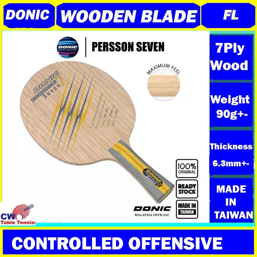 DONIC Persson Seven GREAT ATTACKING FEEL Table Tennis Blade PING PONG KAYU Made In Taiwan 100% ...
