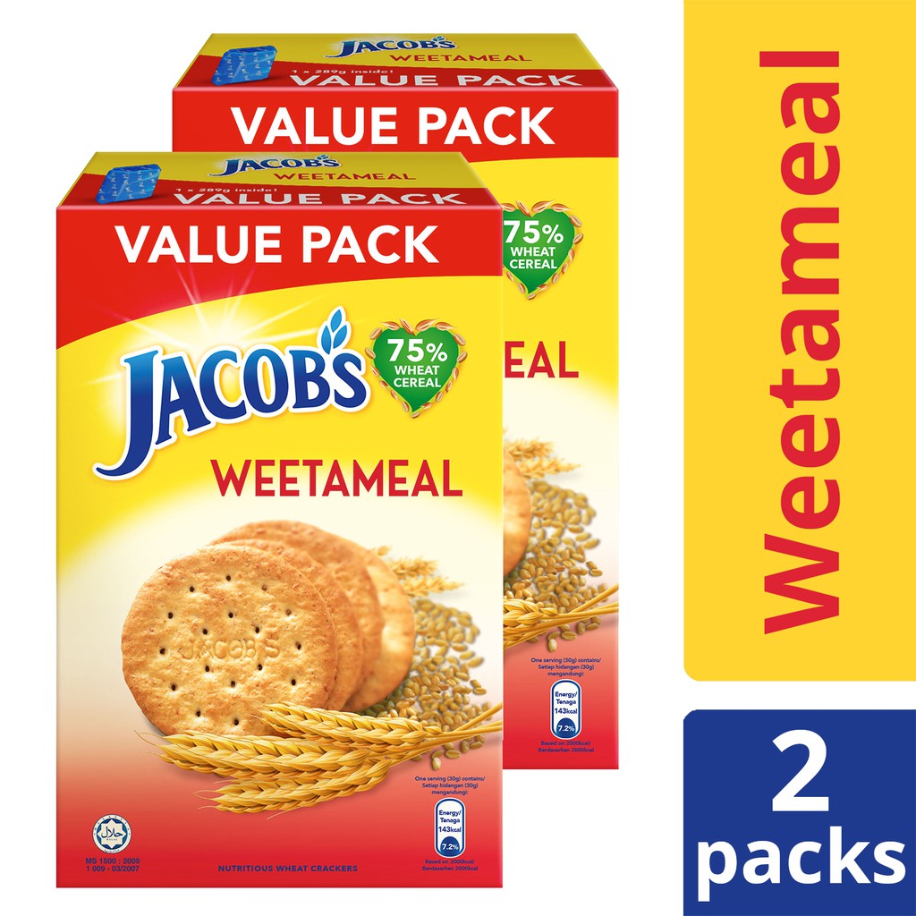 Jacob's Wheat Cereal Weetameal Crackers (289g x 2) [Value Pack ...