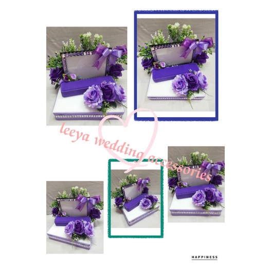 gubahan frame mas kahwin c/w bekas rantai tangan(baldu purple) | Shopee ...