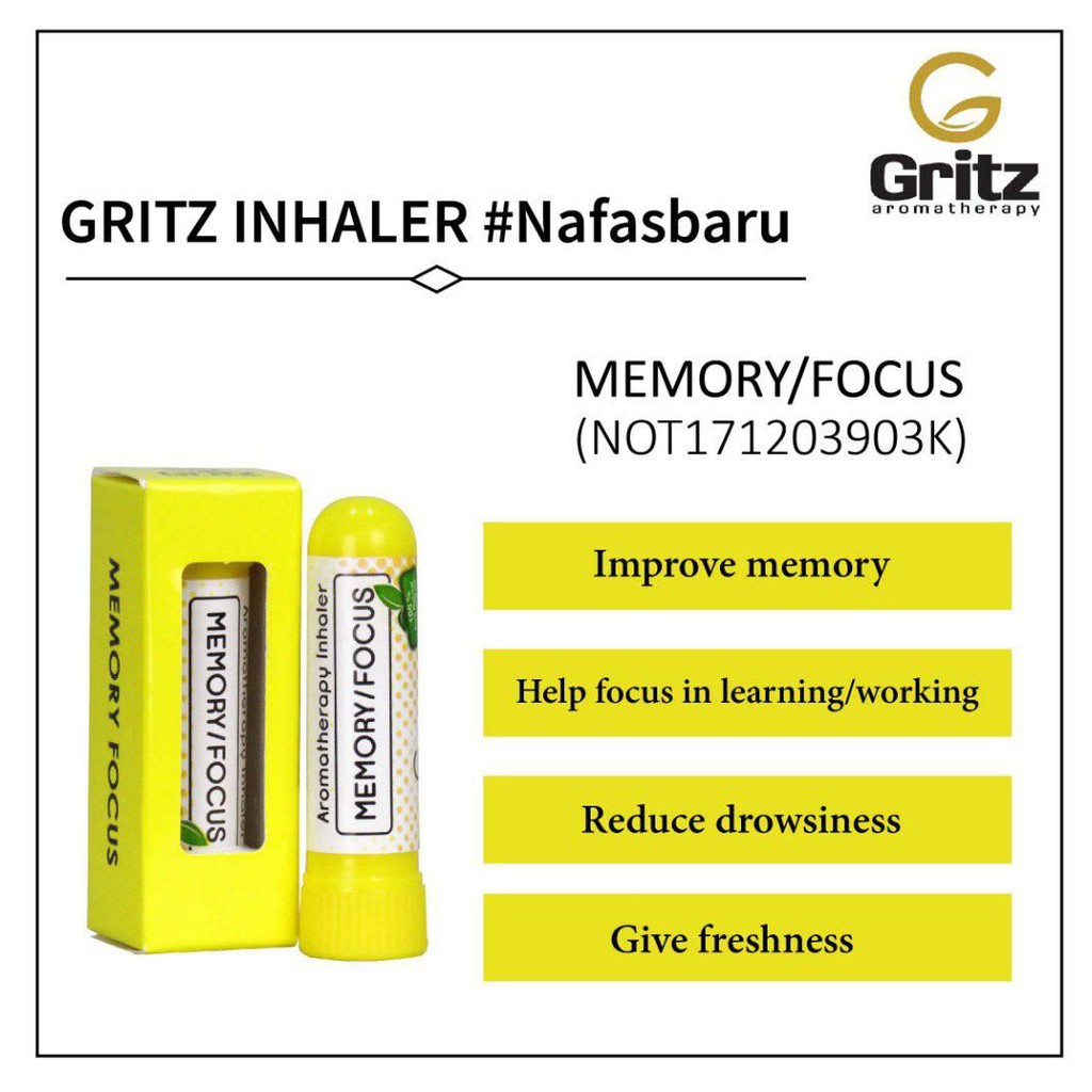 Aromatherapy Inhaler - Memory / Focus By Gritz Aromatherapy (1 unit ...