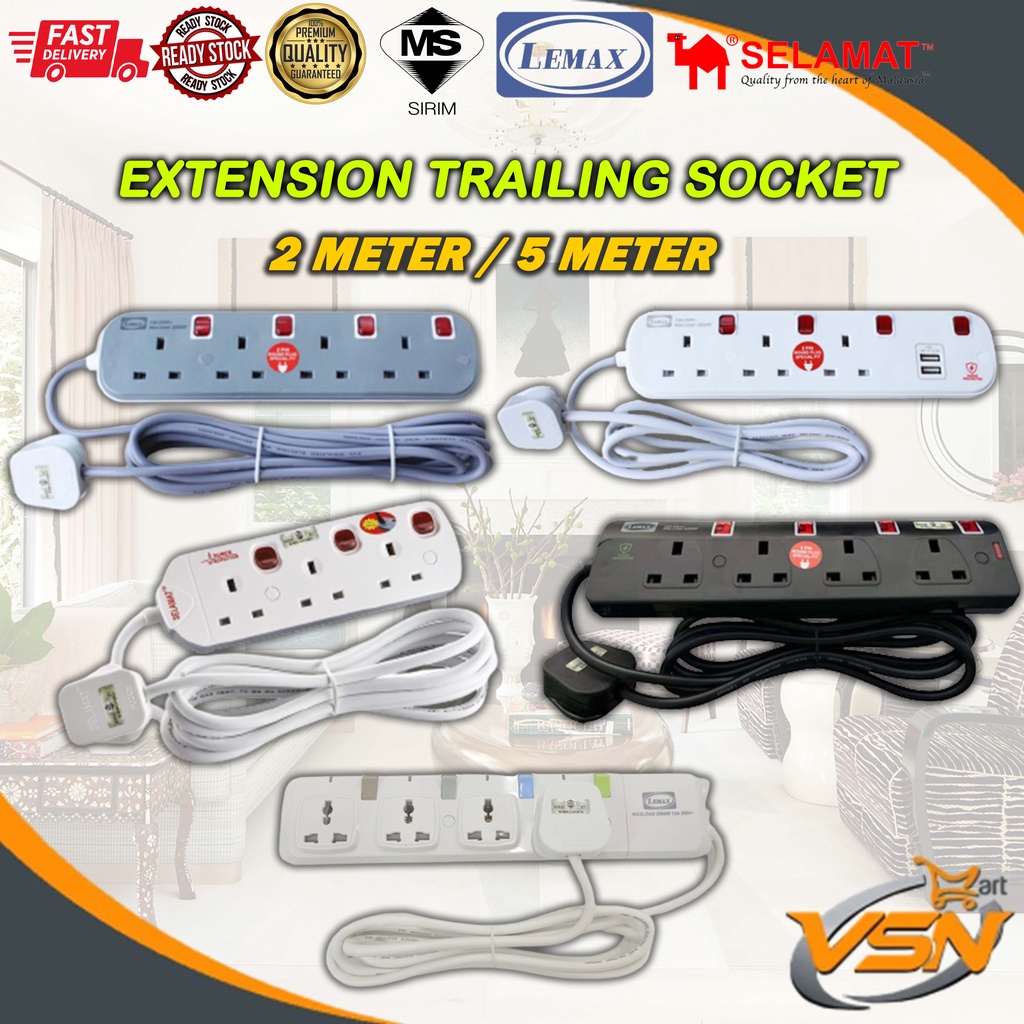 SIRIM Extension Trailing Socket Extension Plug Adapters with Special 2 ...