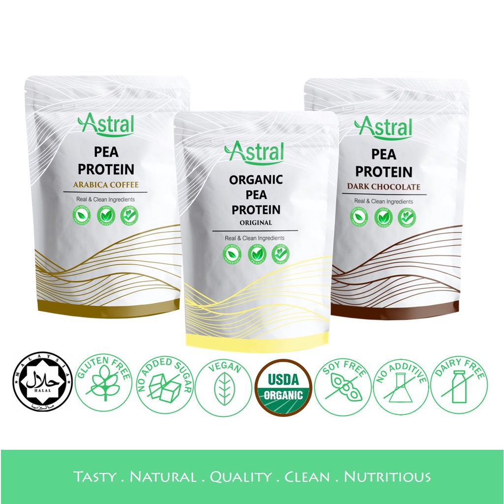 Astral Organic Pea Protein Powder 500g/Halal/Body Muscle Build/Vegan ...