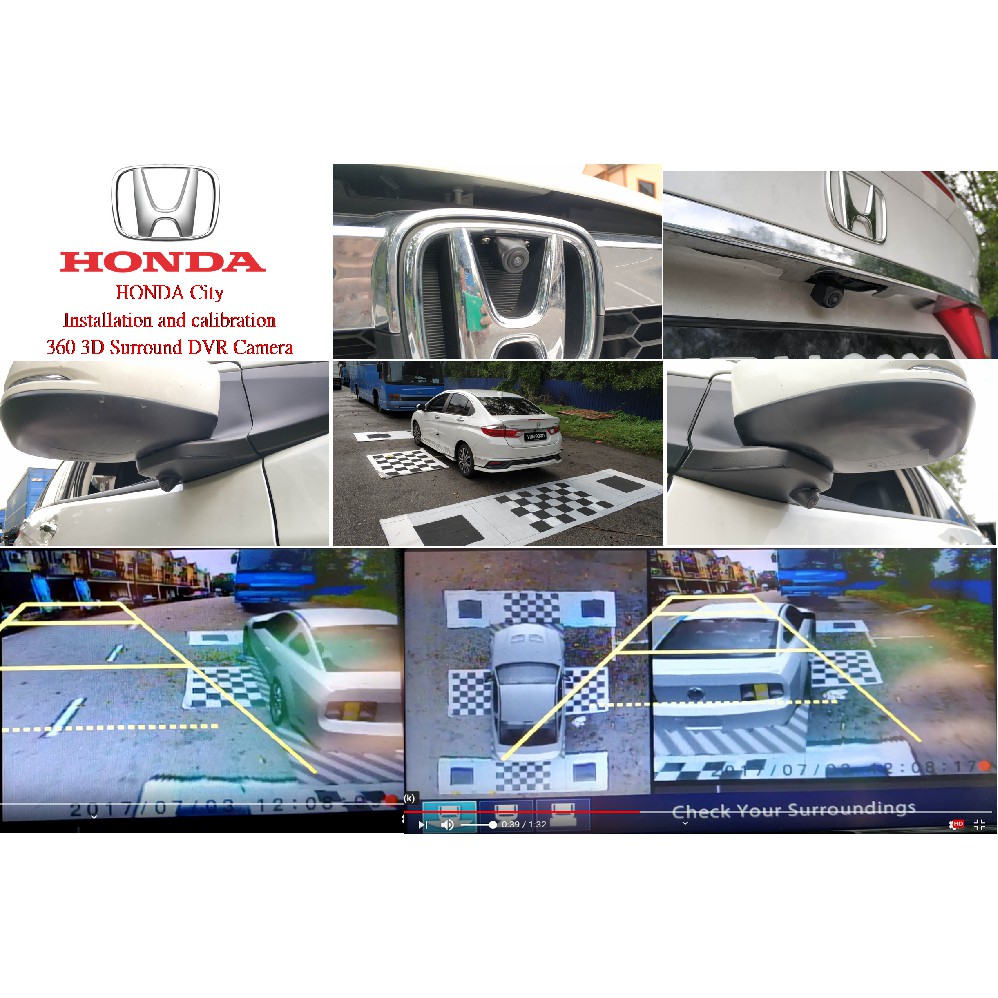 LEON Honda City 360 3D Panoramic Bird View Night Vision 4 Lens Guide ...