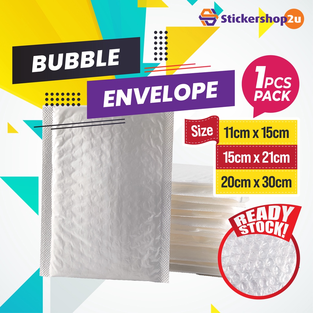 (READY STOCK) 1pcs Waterpoof White Poly Bubble Envelope Parcel Bag ...