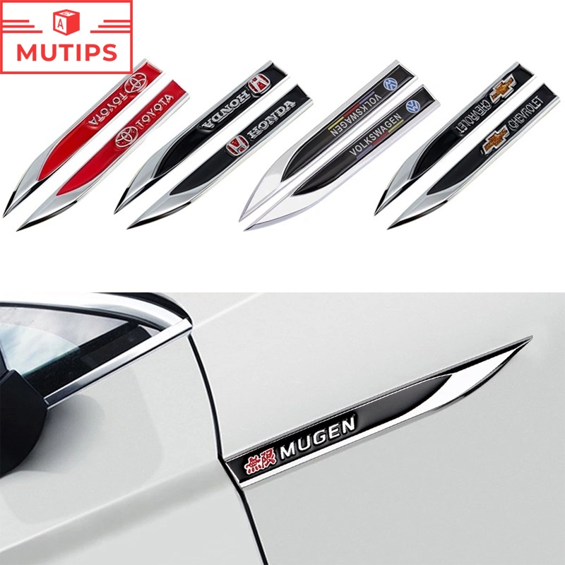 2Pcs Car Metal Side Fender Decorative 3D Stickers For Toyota Honda ...