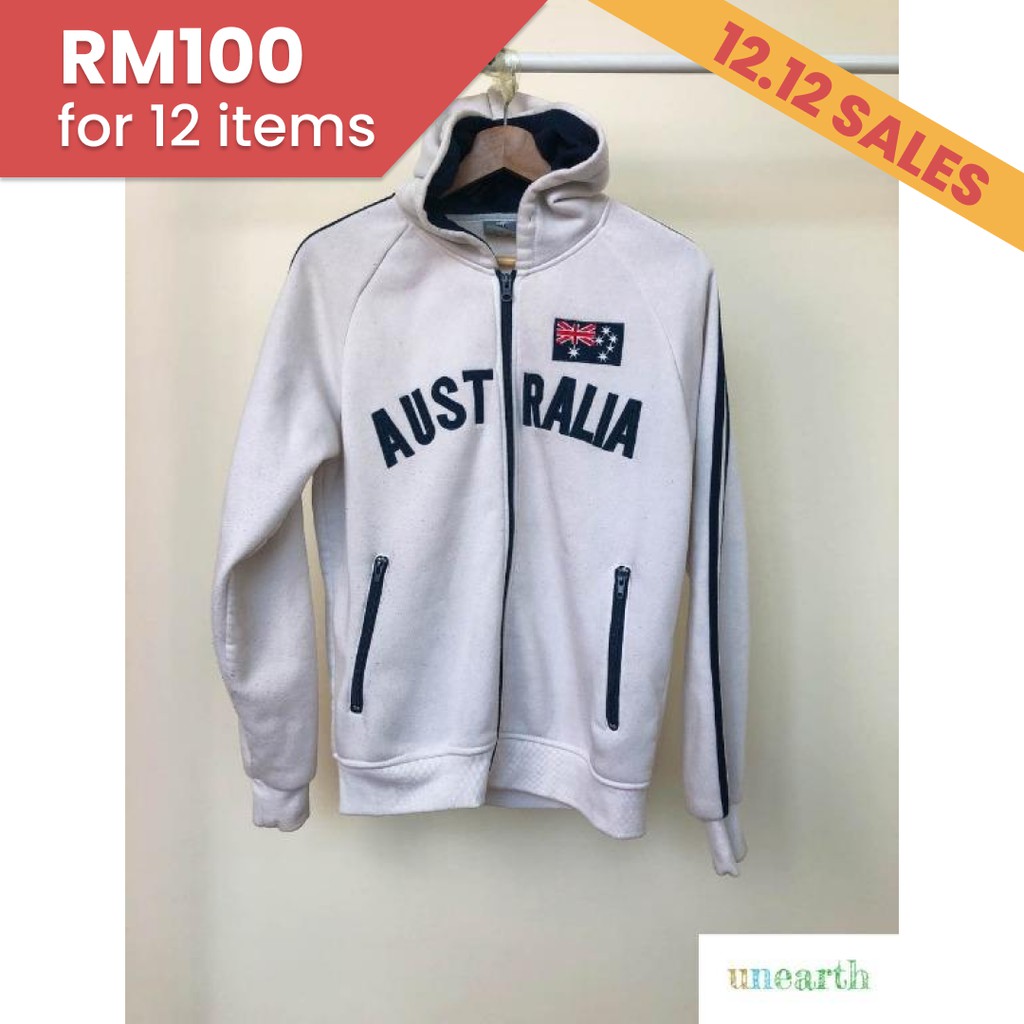 JOEY ROO AUSTRALIA Flag Zip Hoodie. White Colour. Size S | Shopee Malaysia