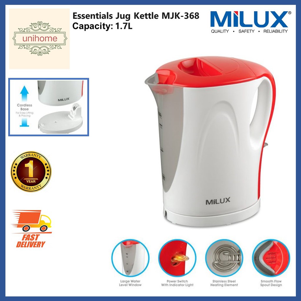 Milux Essentials Jug Kettle MJK-368 (1.7L) | Shopee Malaysia