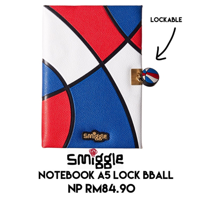 💯 Smiggle Notebook A5 Size Lockable Bball | Shopee Malaysia