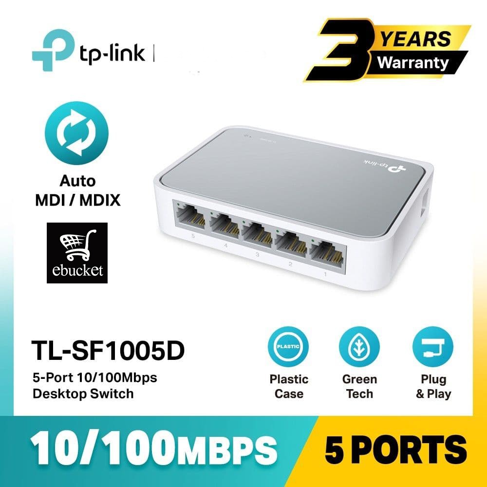 [EOL]TP-LINK TL-SF1005D 5-Port 10/100Mbps Desktop Network Switch ...