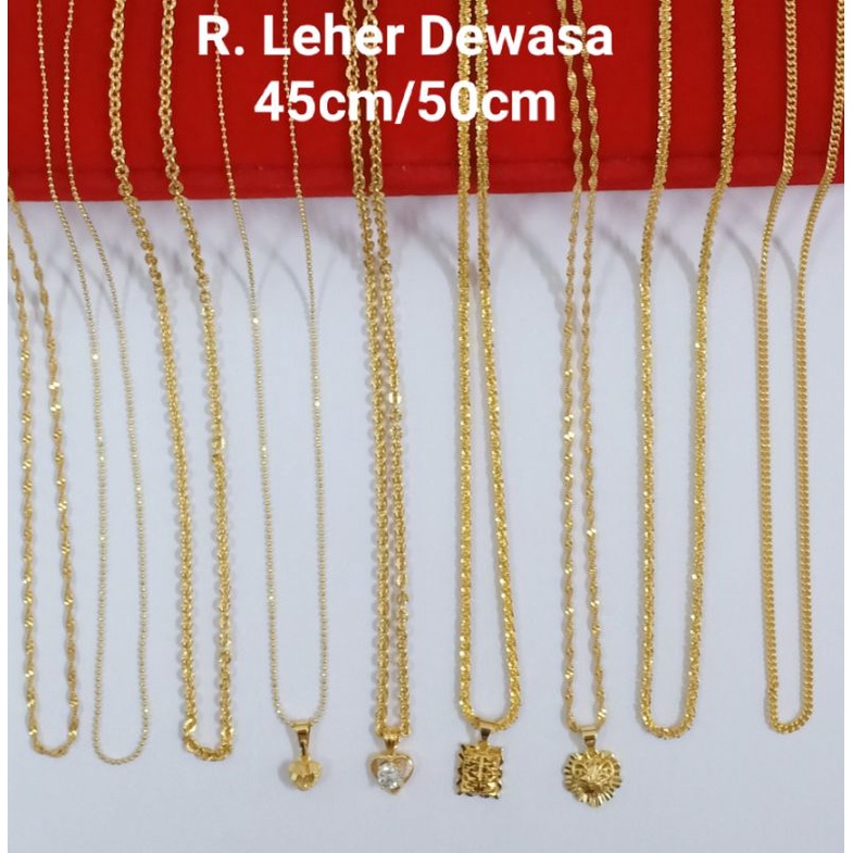 RANTAI LEHER EMAS KOREA 24K/NECKLACE 45cm/50cm panjang | Shopee Malaysia