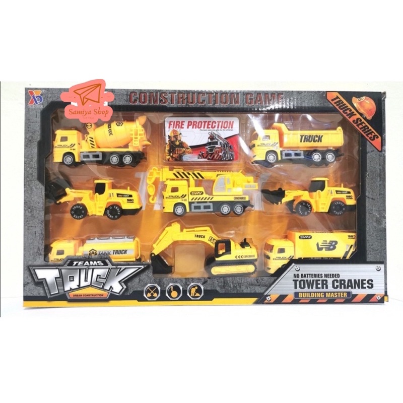Construction truck Lorry Mainan kid Lori Truck 8 in 1(1703) | Shopee ...