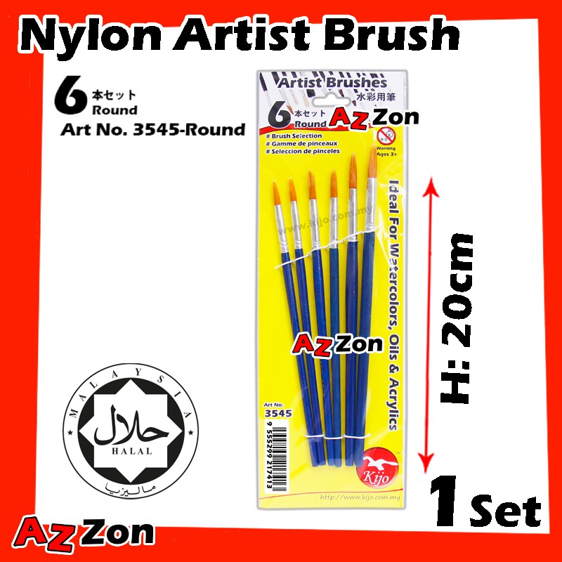Nylon Artist Brush Set Nylon Halal Brush Malaysia School Student Seni ...