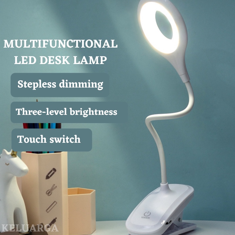 LED Desk Lamp Touch Clip Study 3 Mode Clip Lamp Eye Protection USB ...