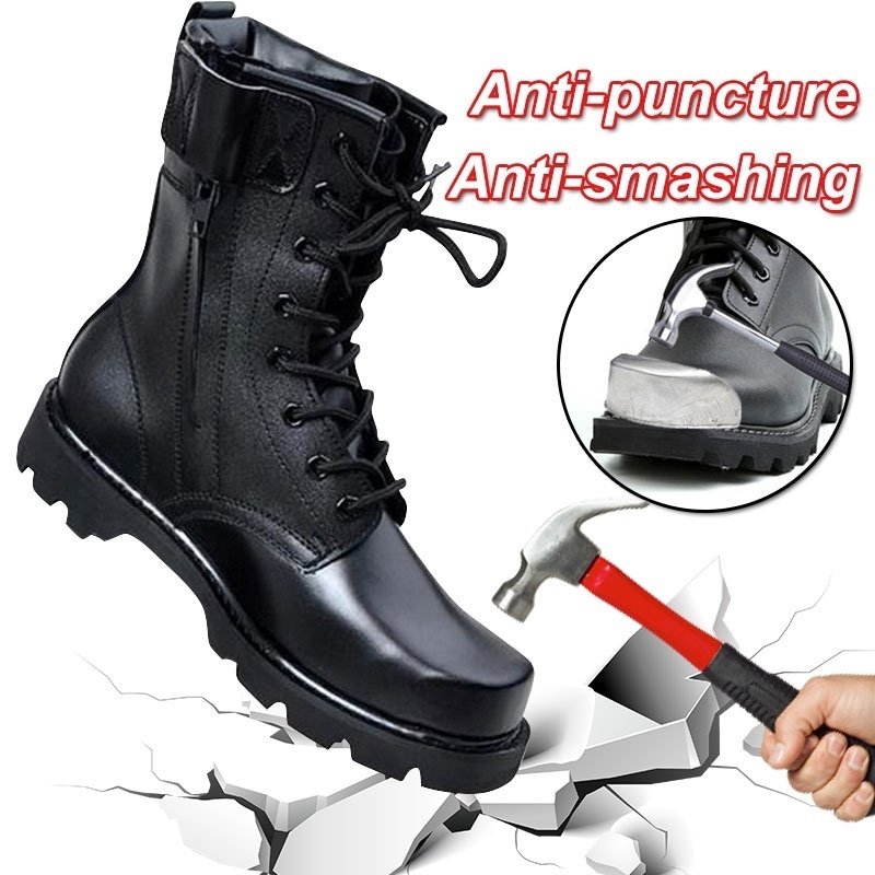 Outdoor Steel Toe Caps Men Military Boots Tactical Boots Leather High ...
