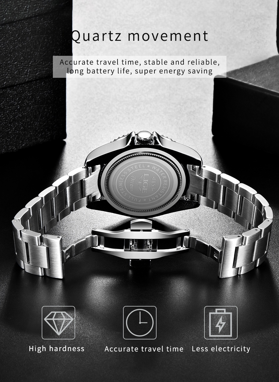 LIGE Jam Tangan Lelaki Men's Watch LIGE Fashion Business Stainless ...
