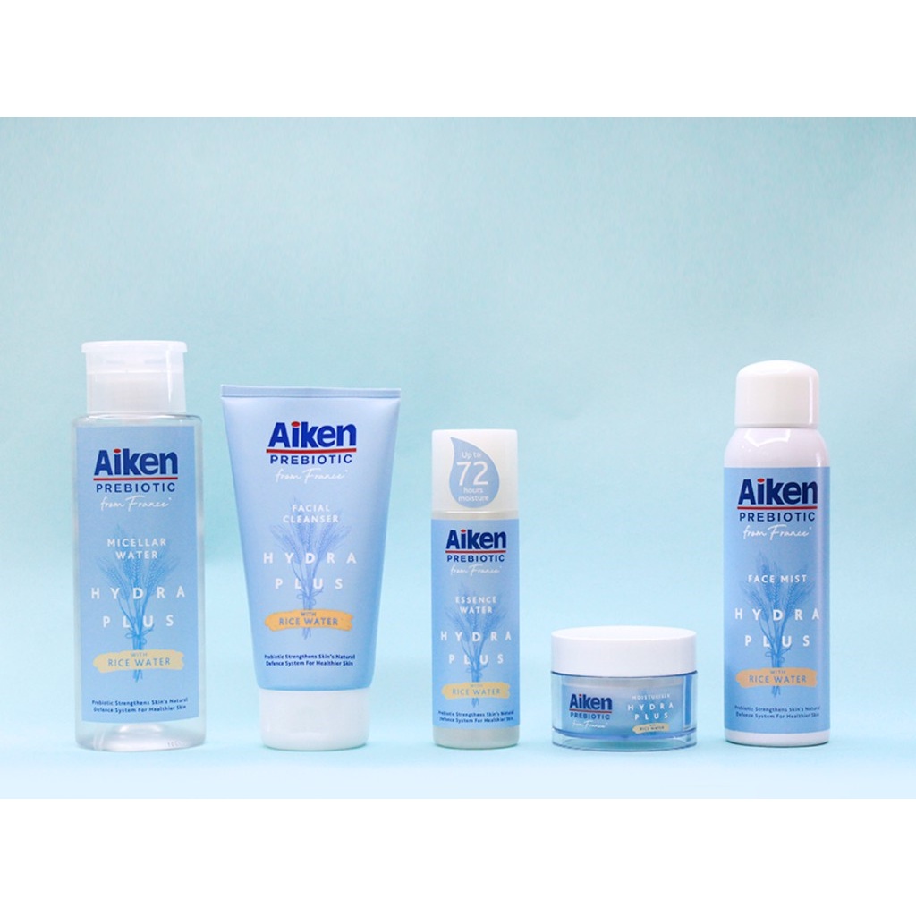 Aiken Prebiotic Hydra Plus Skin Care Range Cleanser Serum Face Mist Moisturiser Micellar