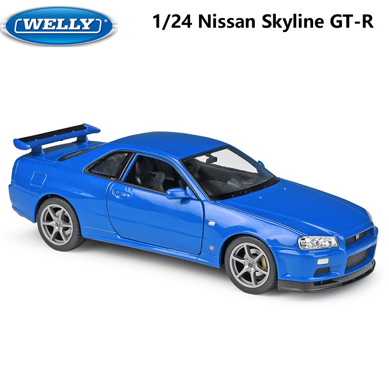 WELLY Diecast 1:24 Scale Car Toy Nissan Skyline GT-R R34 Model Car ...