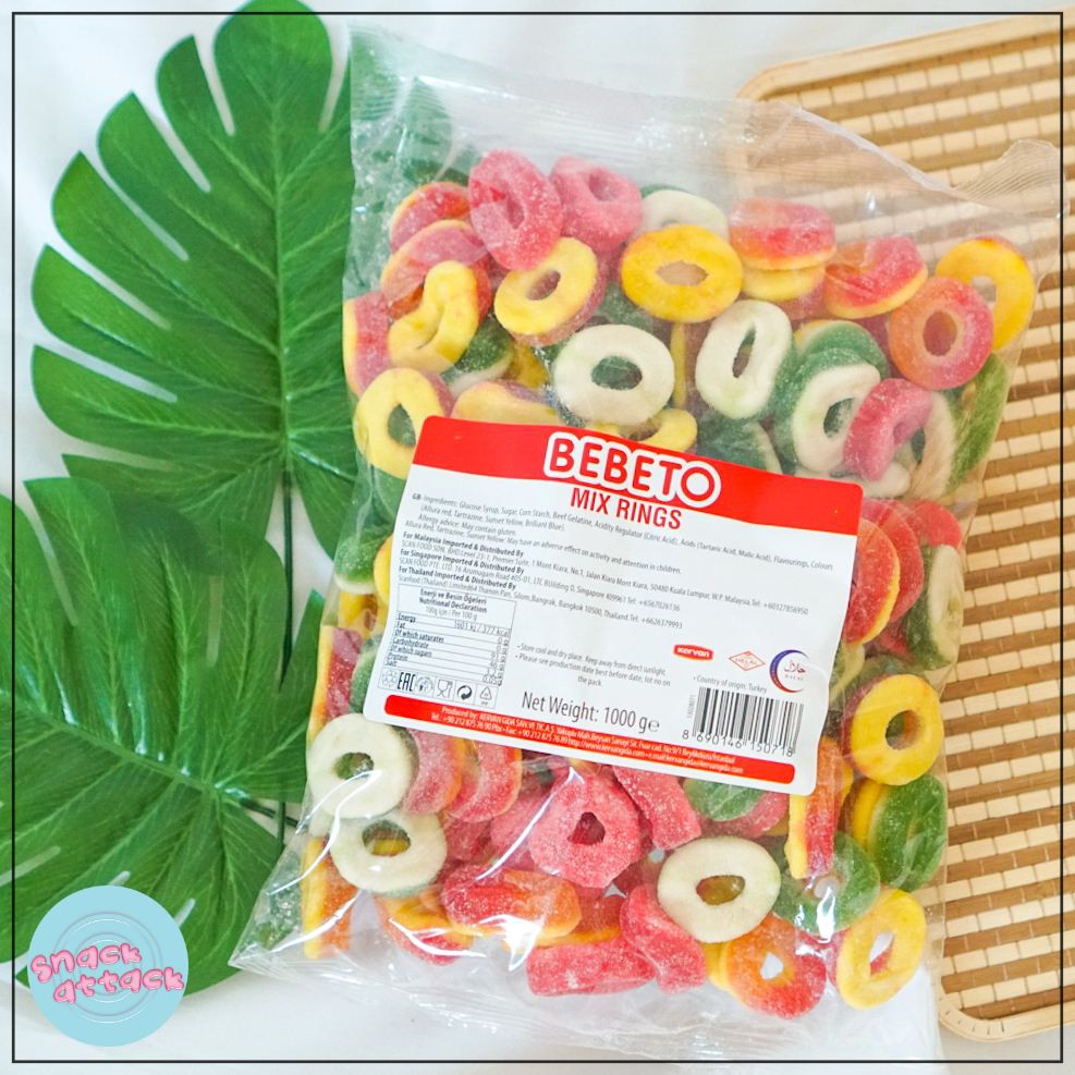 Bebeto Mix Rings Gummy Candy [HALAL] - 1kg [READYSTOCK] | Shopee Malaysia