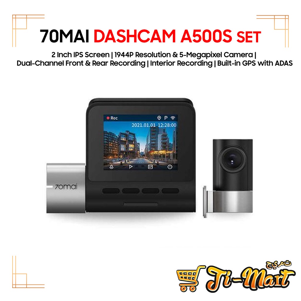 70mai A500s Dashcam Pro Plus + with Rear Camera [1944P Resolution | 5MP ...