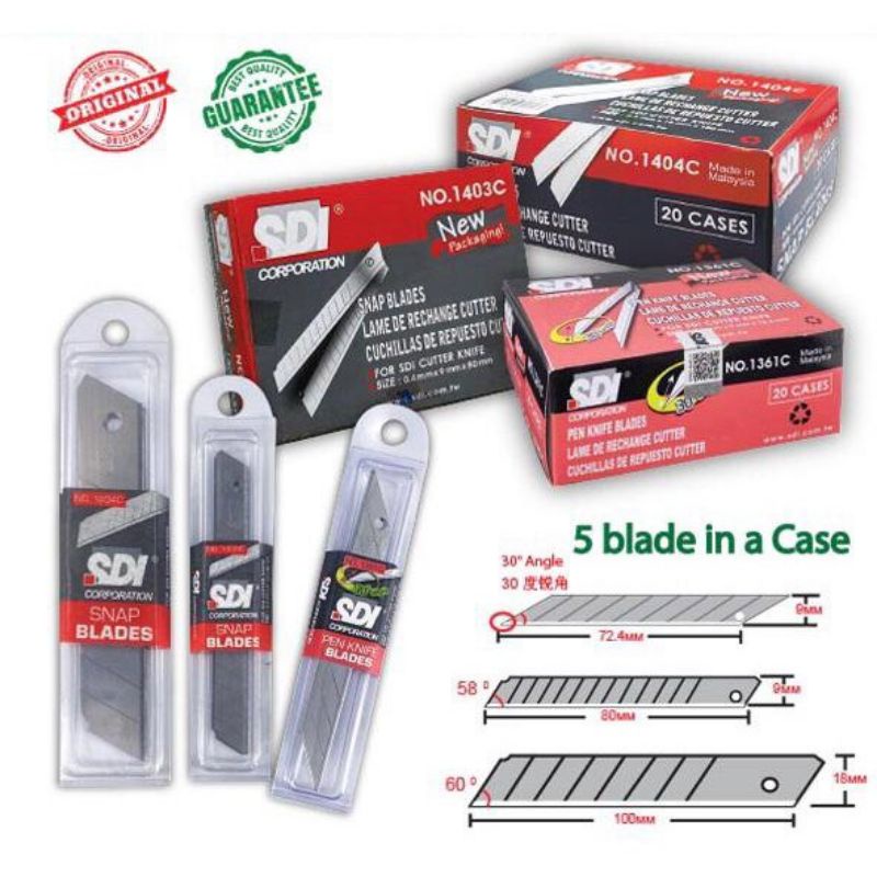 SDI Cutter Blade Refill 1403C / 1404C / 1361C (5 Blades In 1) | Shopee Malaysia