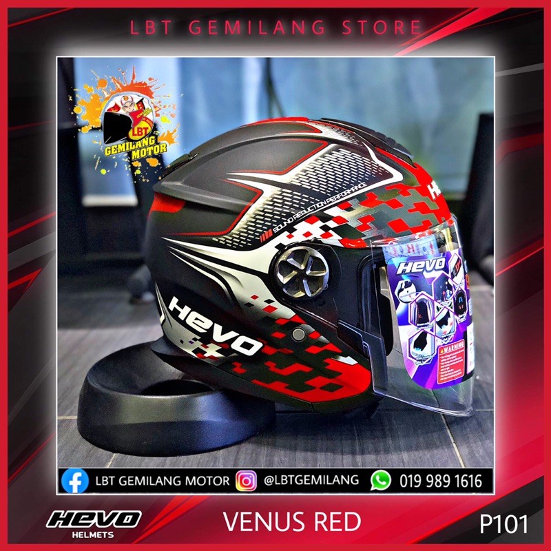 HEVO Helmets Venus [RED] Double Visor | Shopee Malaysia