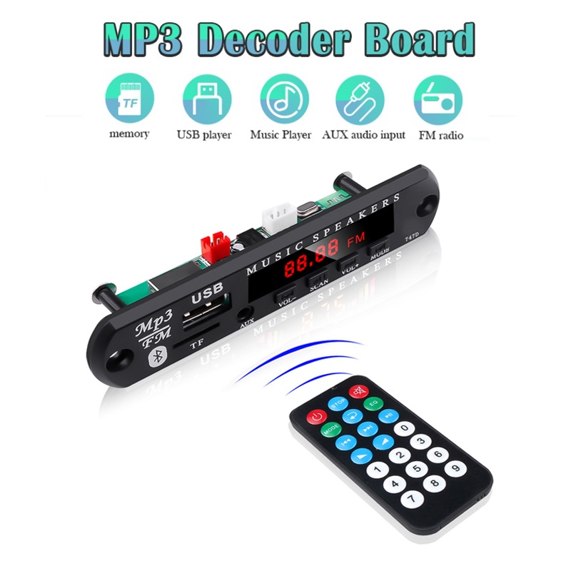 Bluetooth 5.0 Wireless MP3 Decoder Board 5V 12V DC WMA Audio Module MP3 ...