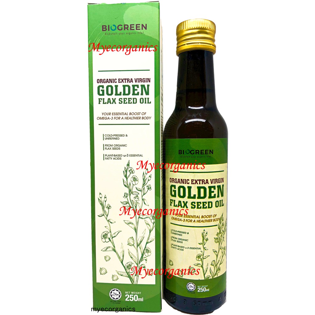 Biogreen Organic Extra Virgin Golden Flaxseed Oil (HALAL) 250ML ...