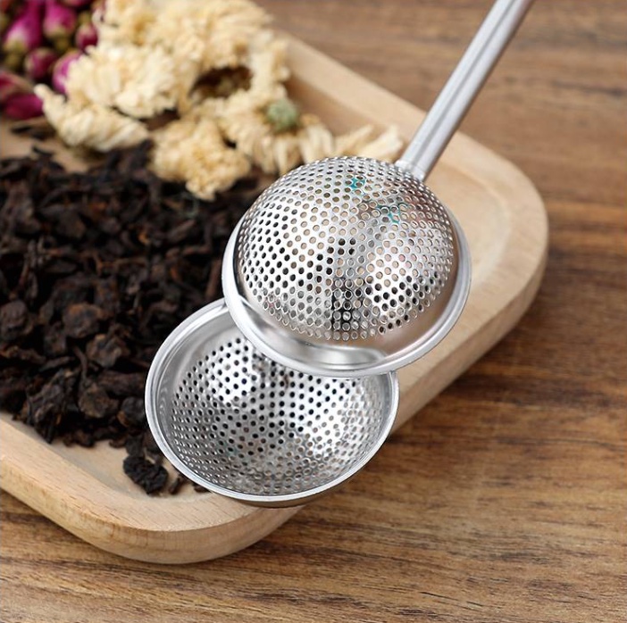 1pc Stainless Steel Snap Ball Tea Strainer Long Handle Mesh Loose Leaf ...