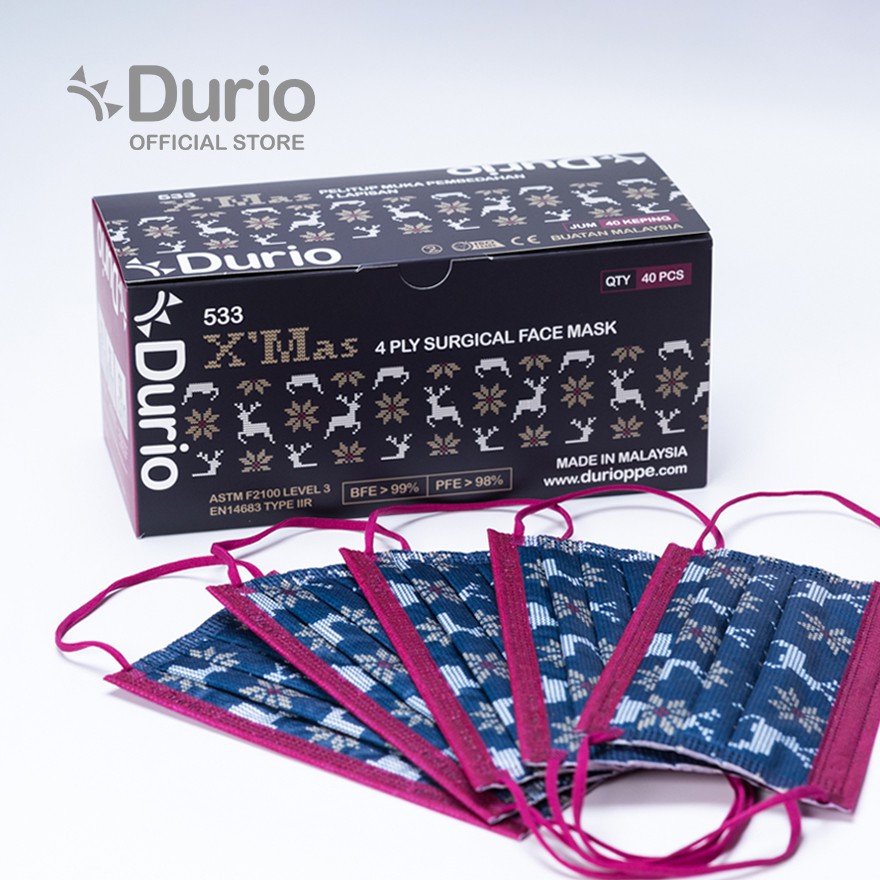 DURIO X'MAS 2021 Limited Edition 4Ply Surgical Face Mask - 40pcs ...