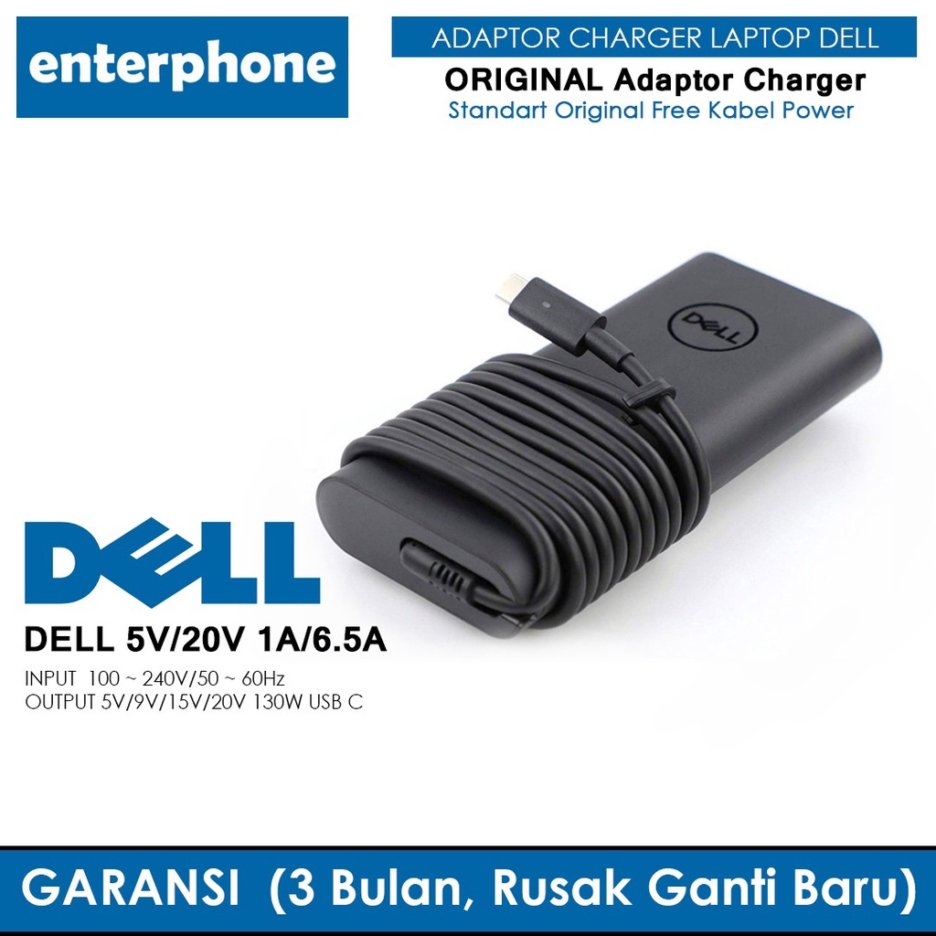 Dell Charger Adapter 5V/20V 1A/6.5A 130W Type C Connector | Shopee Malaysia