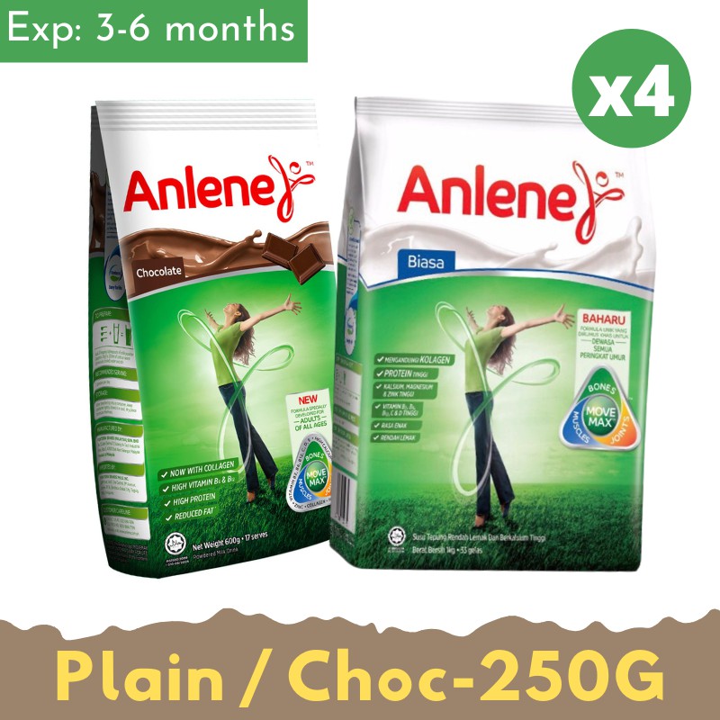 Anlene Regular / Chocolate 1KG Milk Powder Susu ( Anlene 250G X 4 packs ...