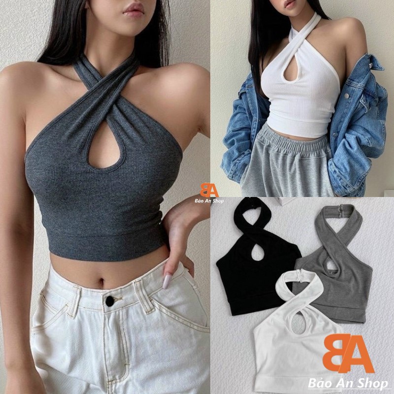 Women's croptop overalls hugging body shoulder-length criss-cross ...