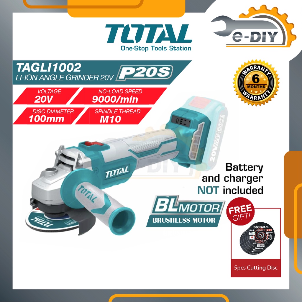 Total TAGLI1002 Cordless Grinder 20V Battery Grinder Grender Grinder ...