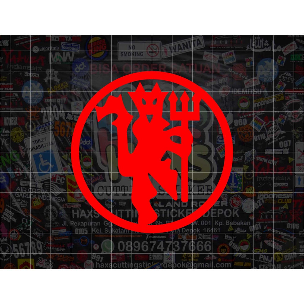 Cutting Sticker Red Devil Manchester United MU Size 8cm Motorcycle Car ...
