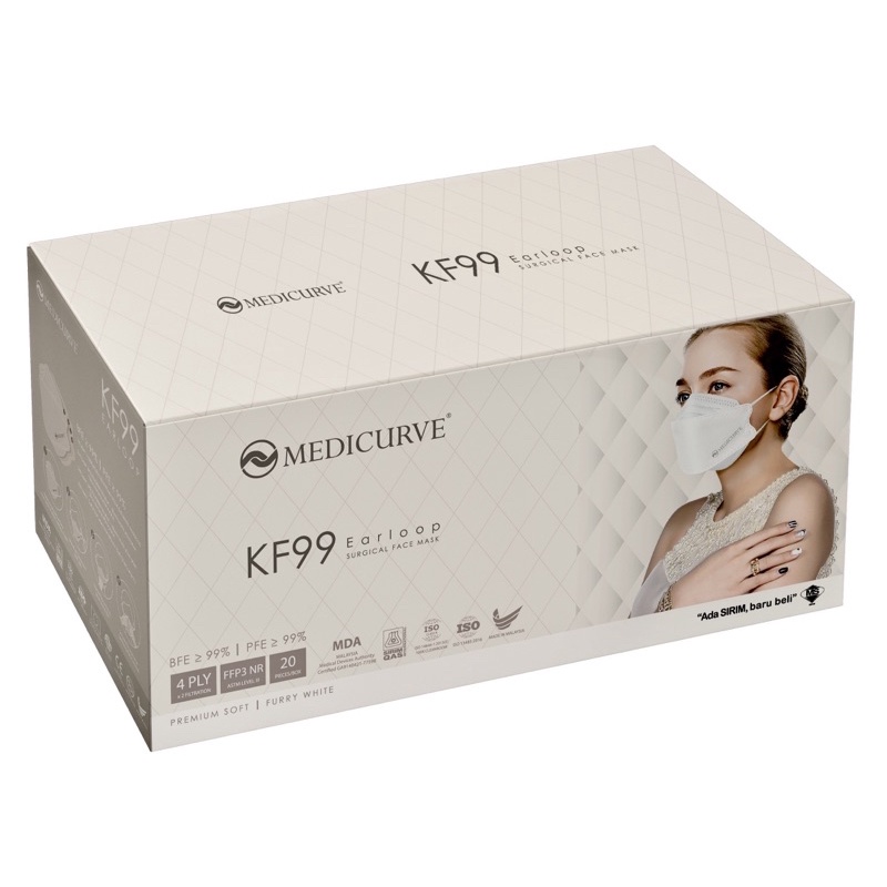Medicurve KF99 4Ply Disposable Protective Medical Face Mask-Earloop ...